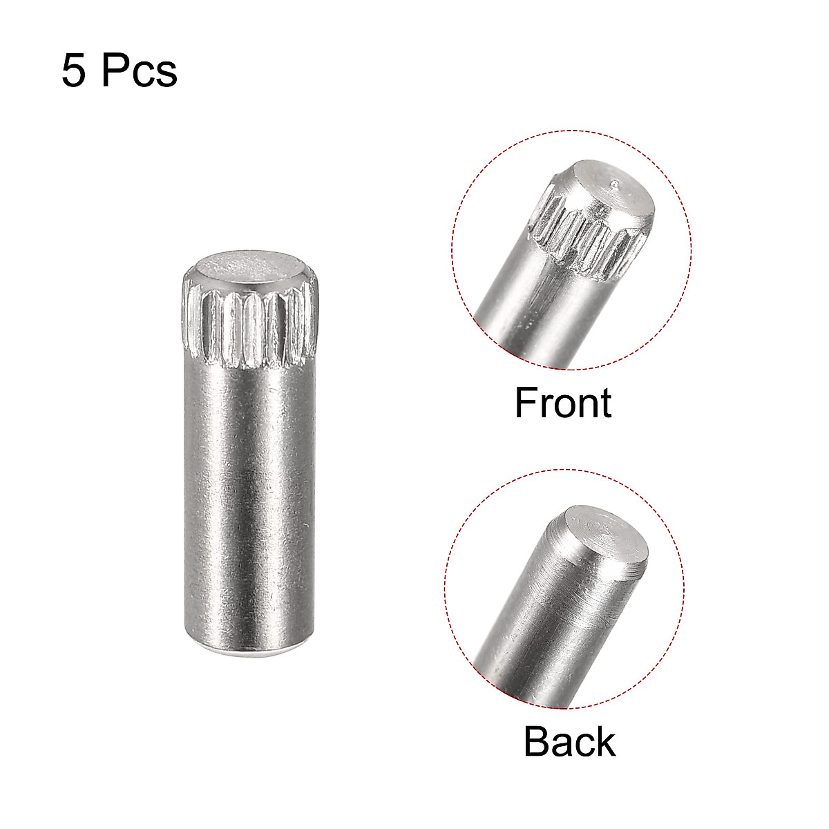 uxcell 5x16mm 304 Stainless Steel Dowel Pins, 5Pcs Knurled Head Flat Chamfered End Dowel Pin, Wood Bunk Bed Shelf Pegs Support Shelves Fasten Elements