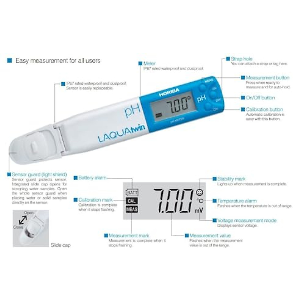 HORIBA LAQUATWIN - B-731 Potassium LAQUAtwin K-11 Pocket Tester; Range 39 to 3900 ppm, White