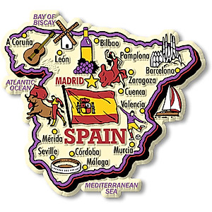 Spain Jumbo Country Map Magnet by Classic Magnets, Collectible Souvenirs Made in The USA