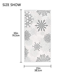 Christmas Hand Towels Gray Silver Snowflakes Bathroom Towel Highly Absorbent Soft Small Bath Towel Decorative Guest Breathable Fingertip Towel for Face Gym Spa 30 X 15 Inch