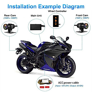 VSYSTO Fish Eye Camera WiFi Motorcycle Dash Cam, 150° Wide Angle SONYIMX307 Lens, 3" IPS Screen WDR HD 1080P Front & Rear Sports Action Camera DVR with GPS, Waterproof Case, G-Sensor Loop Recording