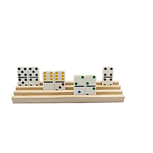 Yuanhe Wooden Domino Racks Set of 8, Domino Trays Holders Organizer for Classic Board Games, Dominoes Accessories
