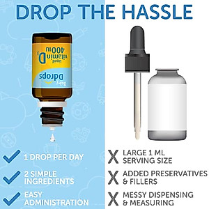 Ddrops Organic Baby 400 IU 90 Drops - Daily Vitamin D Liquid for Infants. Supports Teeth & Bone Health. No Preservatives, No Sugar, Non-GMO, Allergy-Friendly