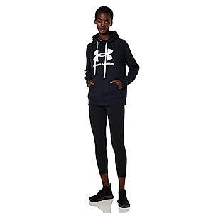 Under Armour Women's Rival Fleece Logo Hoodie , Black (001)/White , Medium