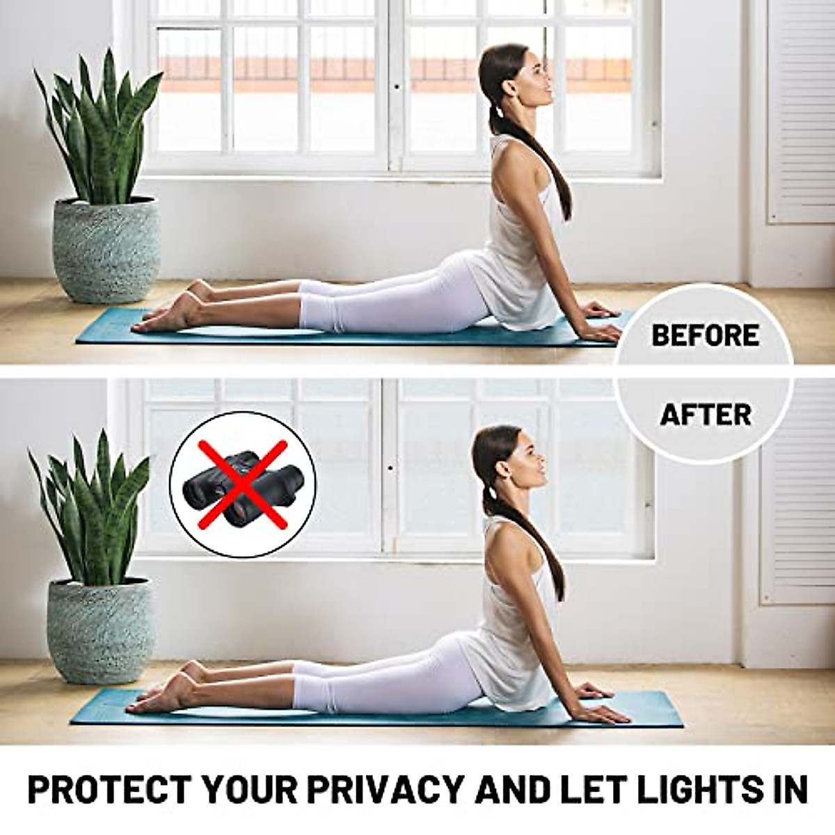 HTVRONT Window Privacy Film - Frosted Glass Window Film, Static Cling Heat Blocking Privacy Film, Window Cling for Home, Office, Bathroom Decoration (17.5"6.5ft, Matte White)