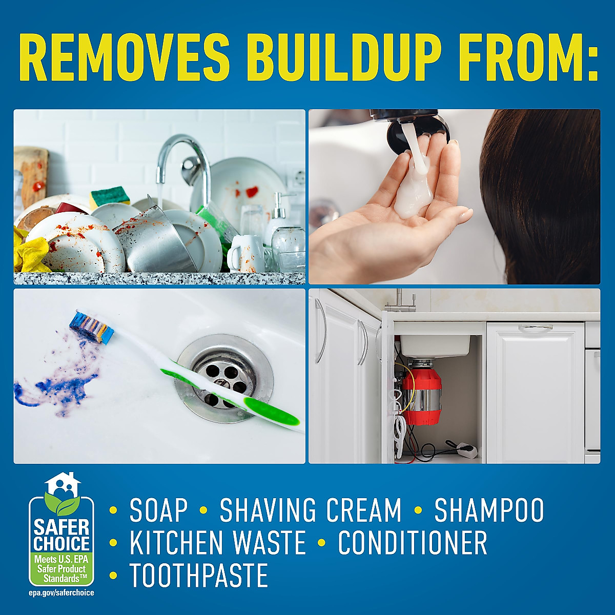 CLR Clear Pipes & Drains Clog Remover and Cleaner, For Shower, Sink, Toilet, Garbage Disposal, 42 Ounce Bottle