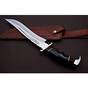 Handmade D2 Custom Steel Hunting Bowie Knife Fixed Blade with Leather Sheath 1089