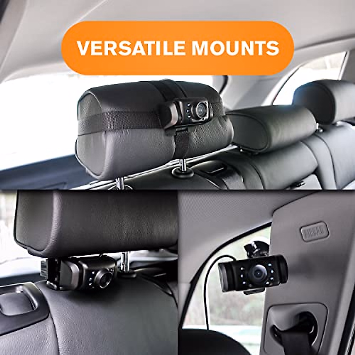 Yada | Car Portable Baby Monitor with Night Vision Cam, Wireless Transmission, Universally Compatible, 4.3” Digital Display, Mounts onto Headrest and/or Windshield