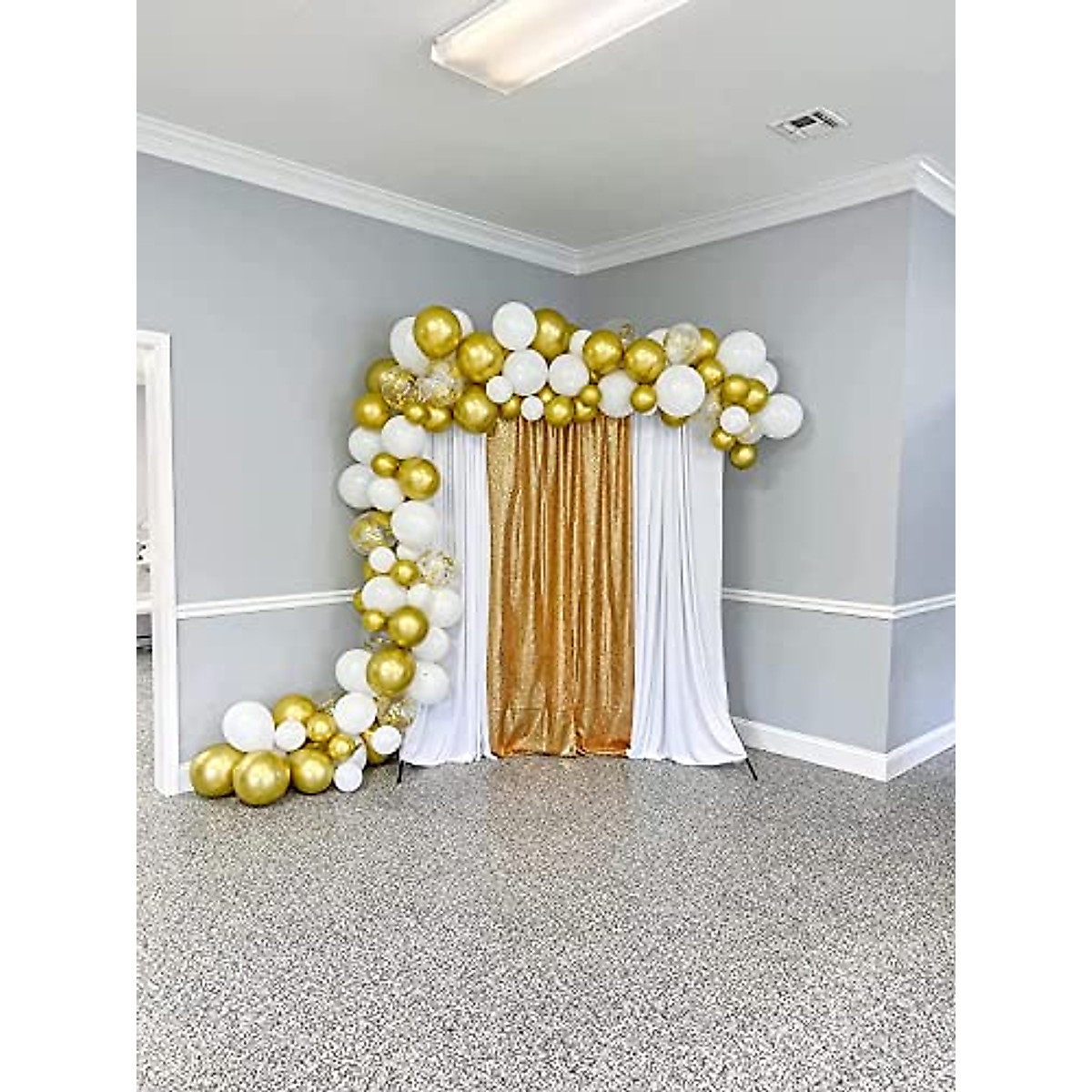 WISPET Gold Sequin Backdrop Curtains 4 Panels 2FTx8FT Glitter Gold Drapes Photo Backdrop Party Wedding Baby Shower Curtain Sparkle Photography Background