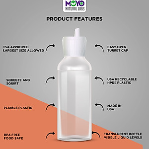 MoYo Natural Labs Turret Spout 8 oz Empty Liquid Bottle with Adjustable Dispenser (Pack of 2, Pink)