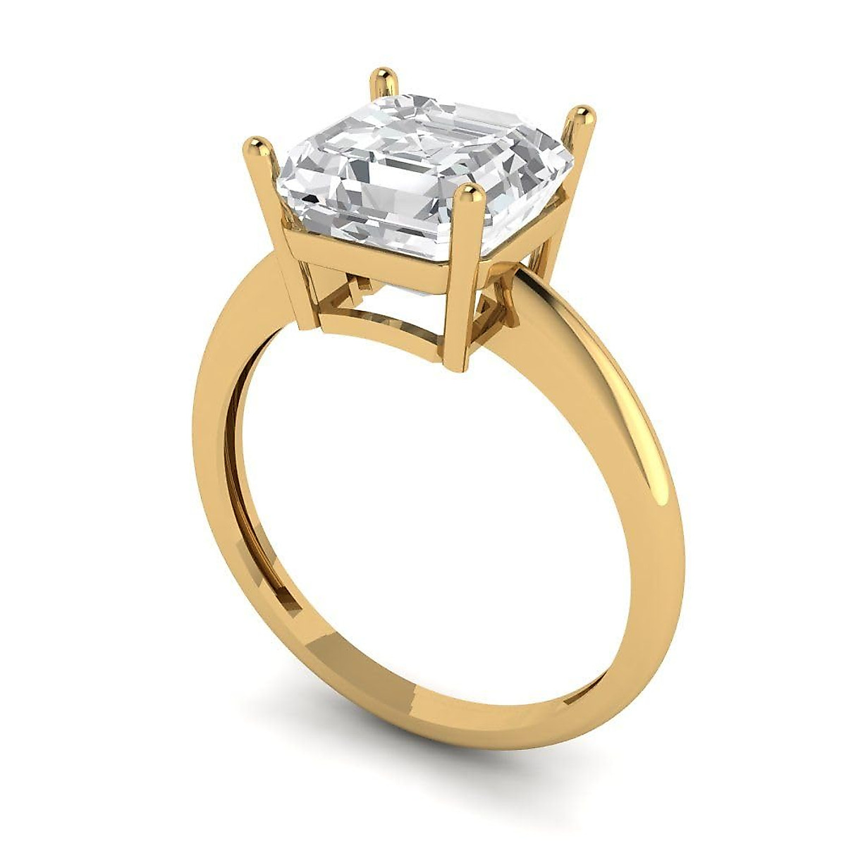 Clara Pucci 2.5 ct Asscher Cut Solitaire Moissanite Engagement Wedding Bridal Promise Anniversary Ring 18K Yellow Gold Size 3.5