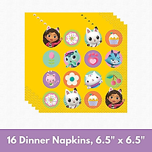 Unique Gabby's Dollhouse Party Supplies Pack for 16 Guests - Gabby Dollhouse Plates and Napkins, Table Cover, Forks, Sticker, Gabbys Doll House Birthday Party Decorations, Officially Licensed