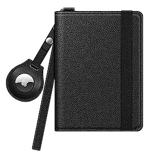 Fintie Passport Holder with Airtag Holder, Slim Travel Wallet RFID Blocking Card Case Cover Passport Cover Protector Travel Essentials with Credit Card Slots for Women/Men