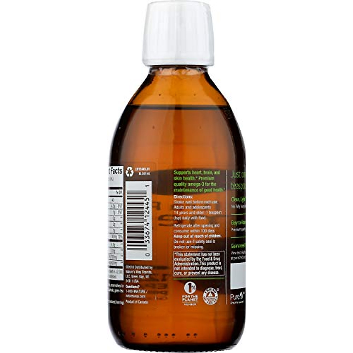 Nature’s Way Ultra Pure Omega3 Liquid Fish Oil Supplement, Grapefruit Tangerine Flavor, 8 Fl Oz