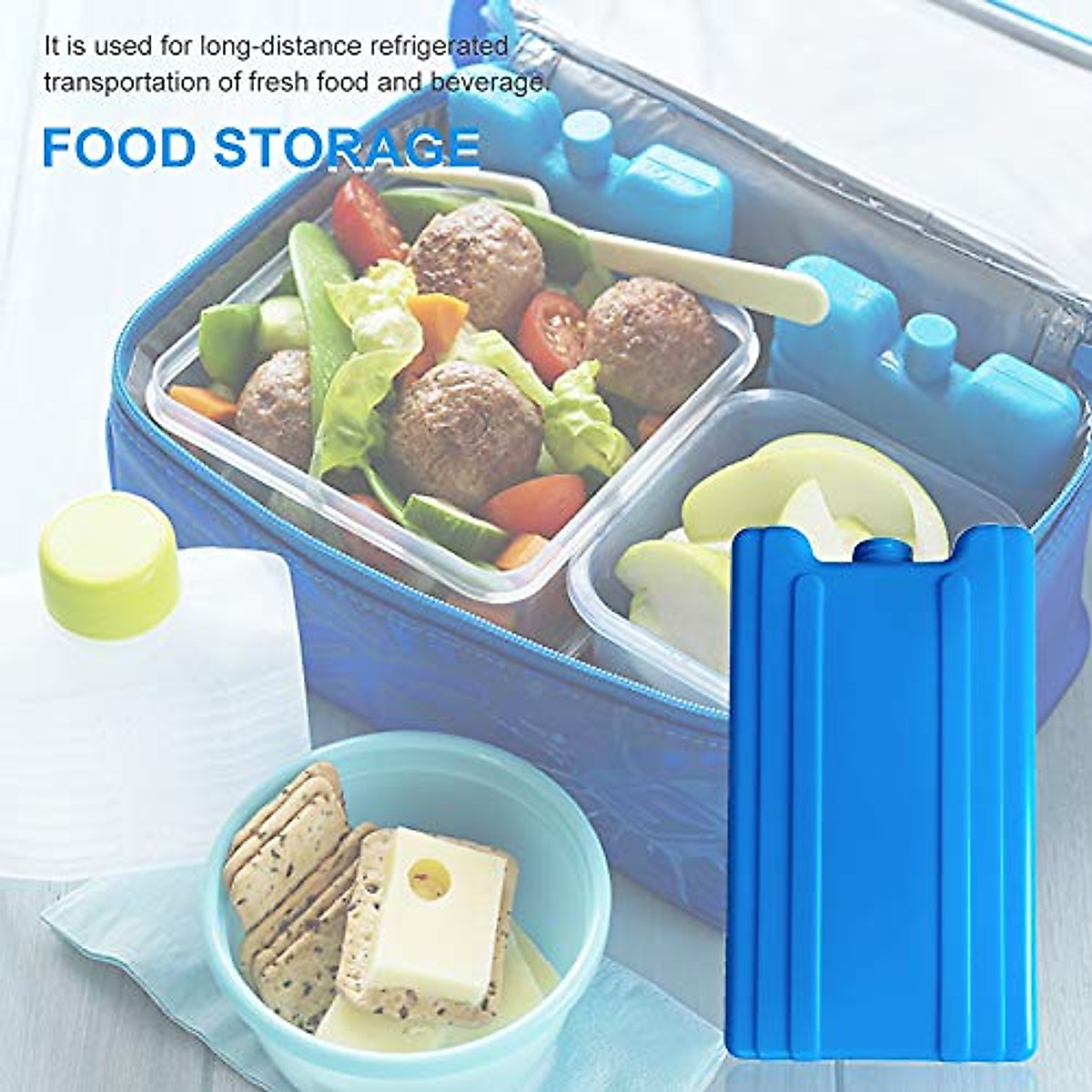 JIANWEI Ice Pack for Lunch Box - 400 ml Lightweight Food Storage Cooler Bag Reusable and Long Lasting Cool Packs Slim Freezer Packs Keep Food Fresh and Cold for Kids Lunch Box(Blue)