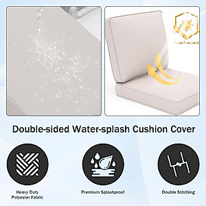 Outdoor Chair Cushions, 24" x 23" High-Density Foam Deep Seat Patio Cushions with Olefin Fabric & Removable Zipper Cover, Outdoor Furniture Replacement Cushions Set of 2 for Chair Sofa Couch - Beige