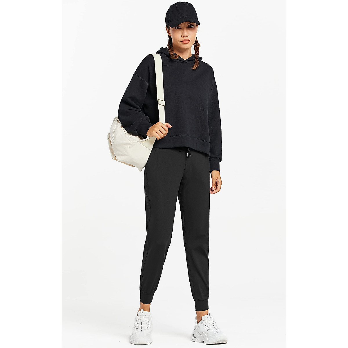 Libin Women's Joggers Pants Athletic Sweatpants with Pockets Running Tapered Casual Pants for Workout,Lounge, Black S