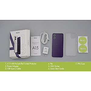 NUU A15 Cell Phone 4GB + 128GB, Unlocked for Mint, Metro, T-Mobile, Qlink and More, Perfect for Teenagers, Dual SIM 4G, Octa-Core Helio G36 2.2GHz 6.5" HD+, Android 13, Purple, US Warranty