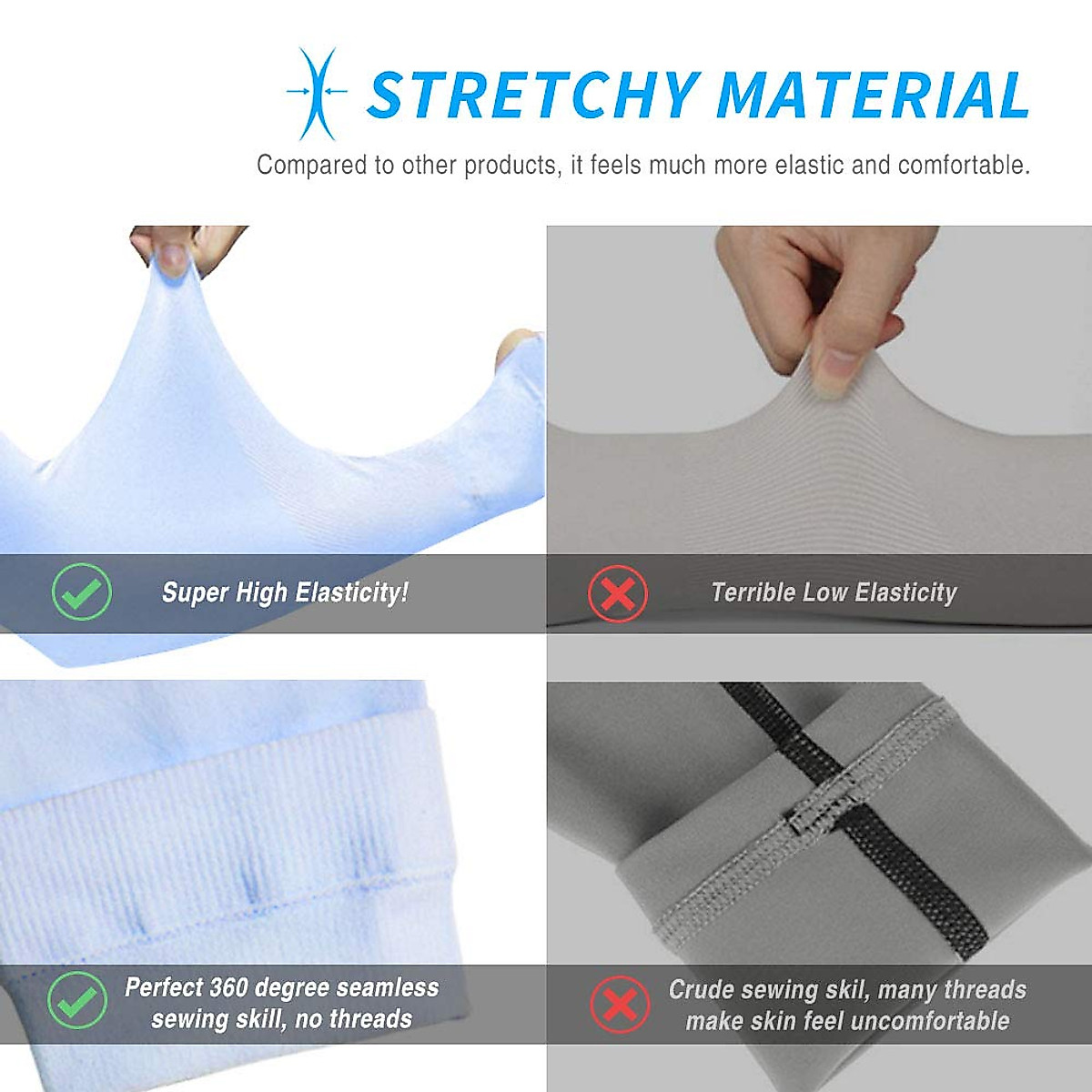 Eutuxia UV Sun Protection Compression Cooling Arm Sleeves, 2 Pairs, Men & Women, Anti-Slip, Ideal for All Hiking Running Football Basketball Sports, Outdoor Activities & Indoor, Black