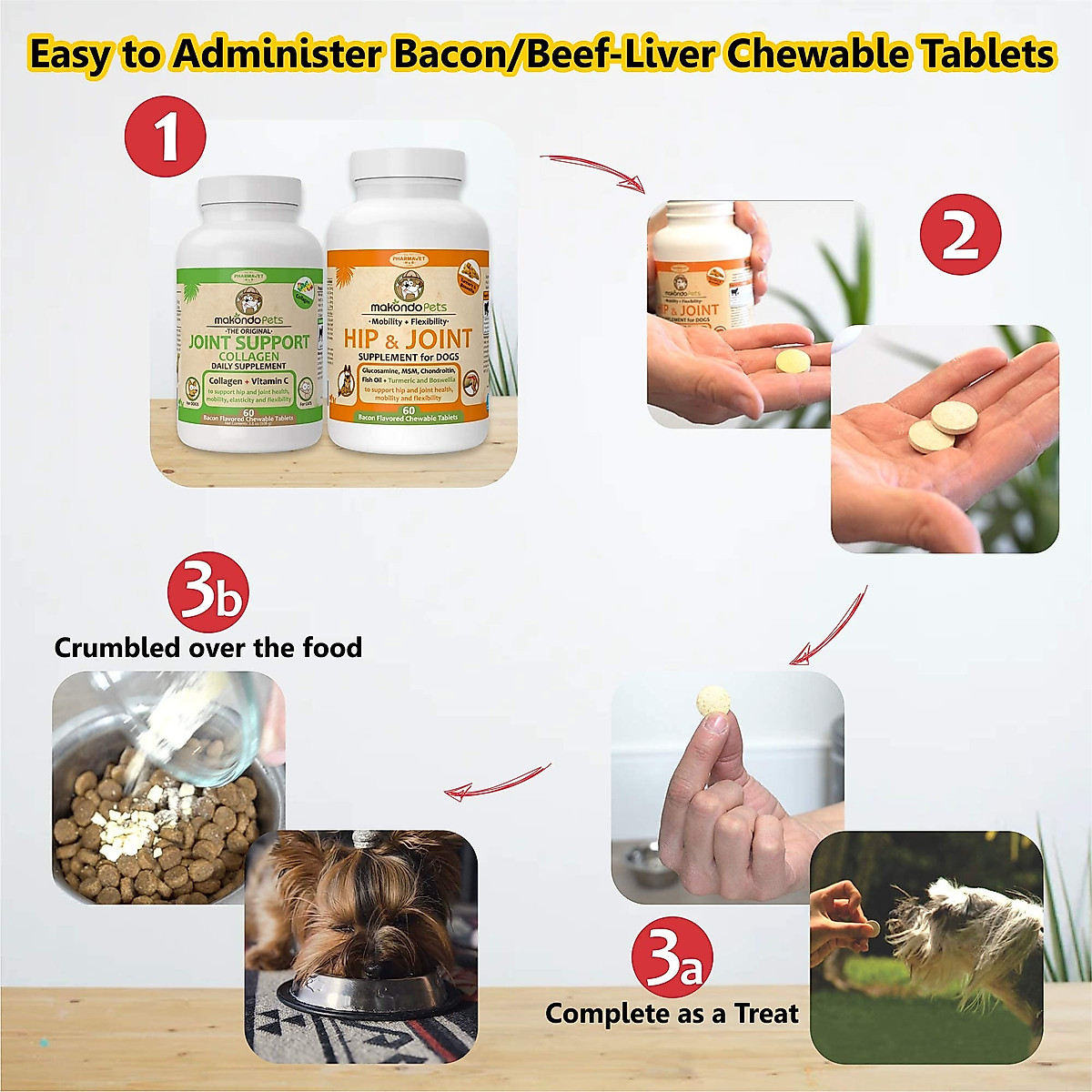 Hip and Joint Supplement for Dogs with Chondroitin, Collagen for Dogs, Turmeric, Boswellia, Dog Glucosamine for Dogs & MSM - Dog Arthritis Supplement. Extend Dog Joint Supplement Large Breed and Small