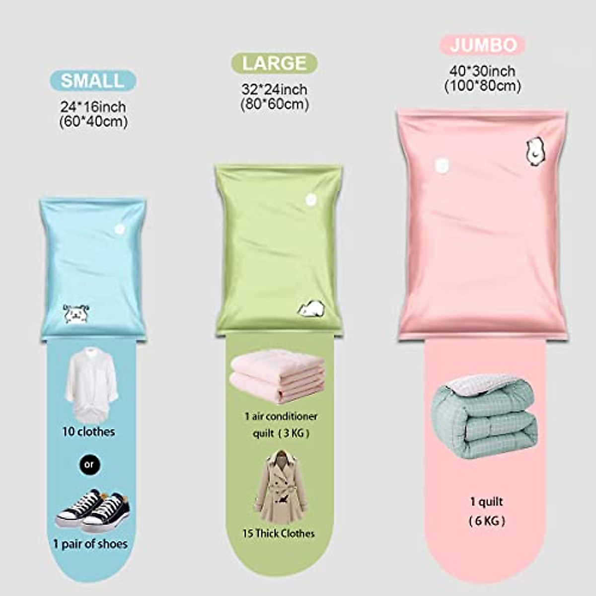 Vacuum Storage Bag with Electric Pump, 10-Pack Space Saving Bag, Vacuum Compression Bag for Travel and Home for Quilts, Blankets, Clothes, Pillows.