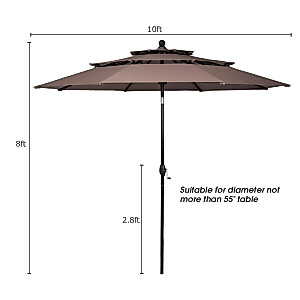 Tangkula 10 Ft 3 Tier Patio Umbrella, Outdoor Umbrella W/Double Vented, Market Table Tilt Umbrella with Crank, Outdoor Aluminum Umbrella for Market, Backyard, Pool, Garden