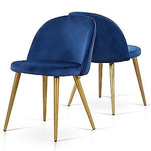 ivinta Royal Blue Dining Chairs Set of 2, Upholstered Velvet Accent Chairs for Living Room Dining Room Kitchen, Modern Side Chairs with Gold Legs…