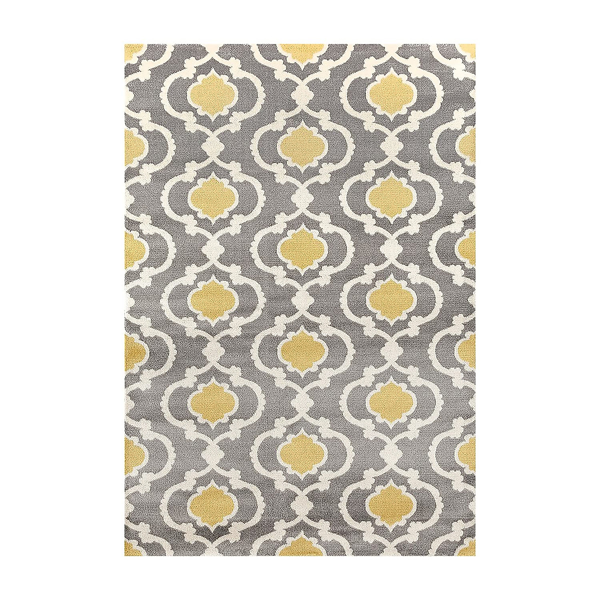 Rugshop Moroccan Trellis Contemporary Perfect for high Traffic Areas of Your Living Room,Bedroom,Home Office,Kitchen Area Rug Gray/Yellow 5'3" x 7'3"