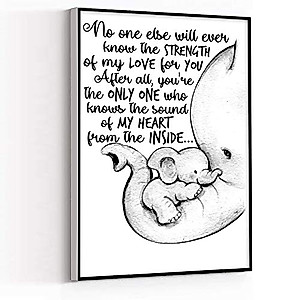 WALL PRINTS ,artwork for home walls ,No One Else Will Ever Know The Strength Of My Love For You,Mother and Baby Elephant Personalized Poster,8''x12'' Framed Modern Canvas Wall Art,