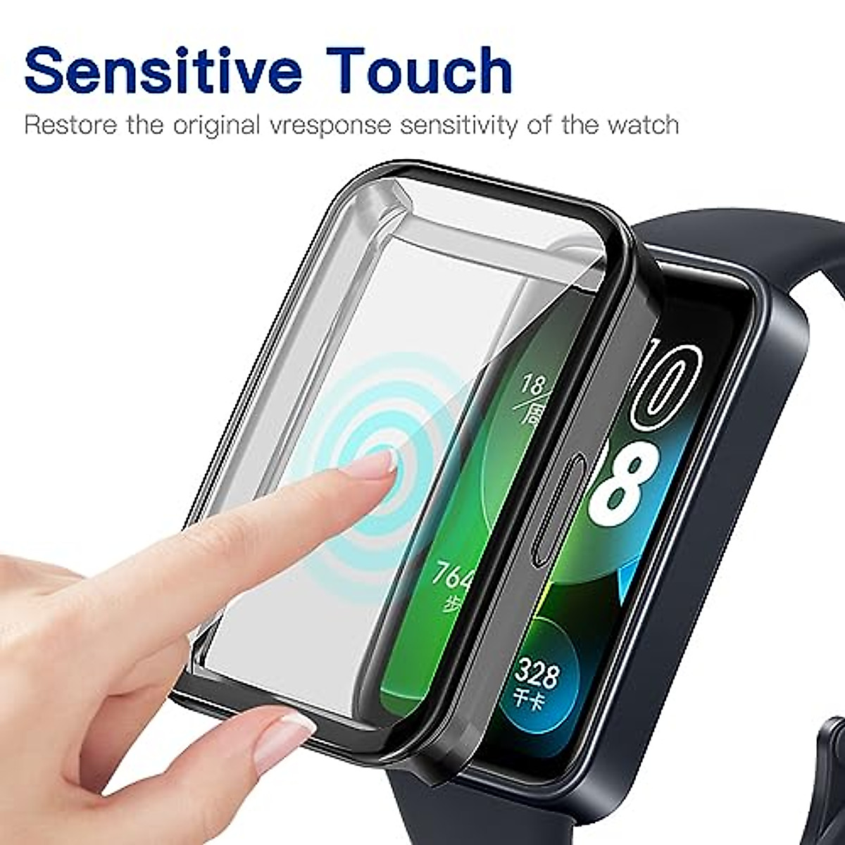 USTIYA Case for Huawei Band 8 Cover Screen Protection Accessories 2X (Black)