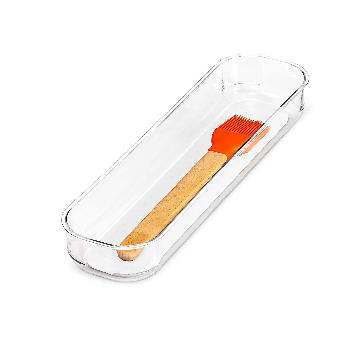 madesmart Antimicrobial Clear Soft Grip 14 x 4 Bin Non-Slip, Drawer, Multi-Purpose Home Organization, EPA Certified, 14" x 4", Light Grey