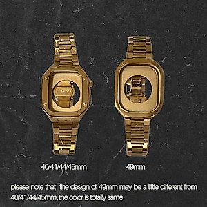 High-end Luxury Stainless Steel Metal Watch Case with Band Compatible with Apple Watch Band Series 4 5 6 7 8 Ultra 40mm 41mm 44mm 45mm 49mm for Women Men