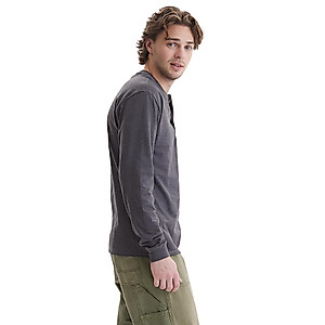 Hanes mens Beefy Long Sleeve Three-button Henley Shirt, Slate Heather, X-Large US
