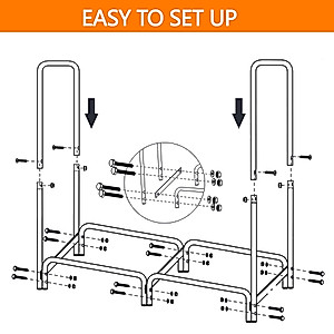 Yaheetech Firewood Rack Outdoor 4ft Heavy Duty Metal Firewood Rack Indoor with Waterproof Cover Combo Set, Wood Holder Fireplace Iron Log Holder for Indoor Outdoor, Black