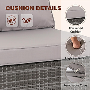 Seogwisam 7 Pieces Patio Furniture Set,Wicker Outdoor Conversation Set,Rattan Sectional Sofa Set w/Washable Cushions & Glass Coffee Table for Porch Poolside Backyard-Gray/Gray