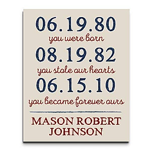 CANARY ROAD Adoption Dates Print | Adoption Gift | Gotcha Gift | Gotcha Day |Adoptive Parents Gift |Gotcha Day - Adoption Gift Personalized Art Child Keepsake Gift Boys and Girls Adopt Adopted Present