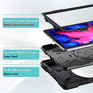 ProCase for Lenovo Tab P11 Plus 2021 / Tab P11 2020 11 inch Full HD Tablet, Heavy Duty Case with Hand Shoulder Strap, Shockproof Rugged Tough Case Protective Cover –Black