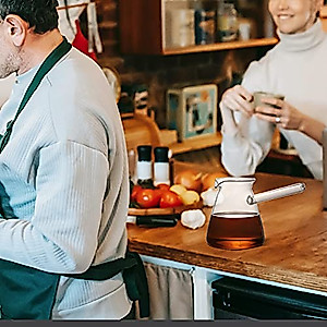 Glass Turkish Coffee Pot with Handle, Milk and Butter Warmer, Stovetop Tea Maker Coffee Maker, Heat- resistance Hot Chocolate Melting Pot, 450ML