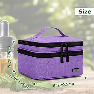 LUXJA Essential Oil Carrying Case - Holds 30 Bottles (5ml-30ml, Also Fits for Roller Bottles), Double-Layer Organizer for Essential Oil and Accessories, Purple (Bag Only)