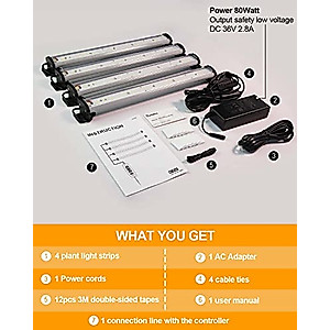 DOMMIA Grow Light, 2ft 80W Grow Light Strip, 3 Spectra Modes, Dimmable Plant Growing Light Fixtures, Full Spectrum Grow Lights for Indoor Plants, Indoor Grow Lights for Greenhouse, Tomatoes, Peppers