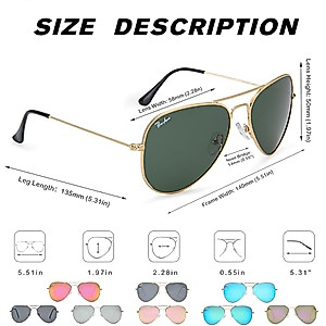 Pro Acme Classic Polarized Aviator Sunglasses for Women Men, Driving Sun Glasses Polarized Lens Lightweight Metal Pilot Frame UV400 Protection (Gold | G15 Green Lens | With Logo)