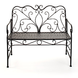 The Lakeside Collection Outdoor Garden Patio Metal Scrolled Bench, 40 1/2" Wide with 400 lb Capacity, Black