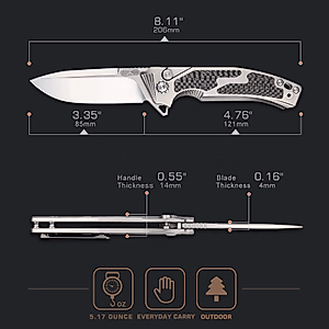 REMETTE Steed Button Lock Pocket Knife,Titanium Handle with Reversible Clip, M390 Blade Flippers Open, Everyday Carry EDC Work Pocket Knife for Men and Women Gift