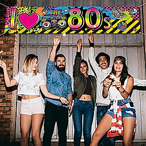 80s Party Decorations I Love 80s Banner, 1980s Hip Hop Sign Backdrop Photo Booth Birthday Party Supplies, 70.8 x 15.7 Inch