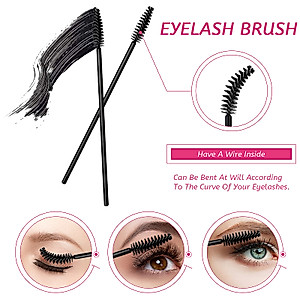 260 Pieces Disposable Makeup Tools Kit, Eyeliner Brushes Mascara Wands Lipstick Applicators Plastic Organizer Box Short Waterproof Cape Stainless Steel Makeup Palette, Spatula (Black) (Black)