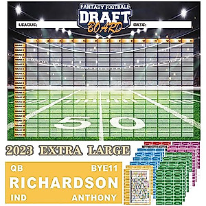 KIKIGO Fantasy Football Draft Board 2023-2024 Kit Extra Large Set with 528 Player Labels 2023 Top Rookie Blank Label 14 Teams 20 Rounds Premium Color Edition