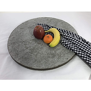 Concrete Lazy Susan Unique Slate Imprint Texture, Hand Crafted, Gray, Turntable, 360 Degree Swivel, Made in USA, 18" Textured Cement Lazy Susan, Home Decor by Concrete Resurrection