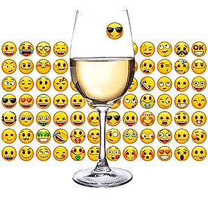 MORCART 84pcs Resuable Emoji Funny Icons Stickers Decorative Drink Marker, Party Gift, Personalized Your Life, Removable & Washable