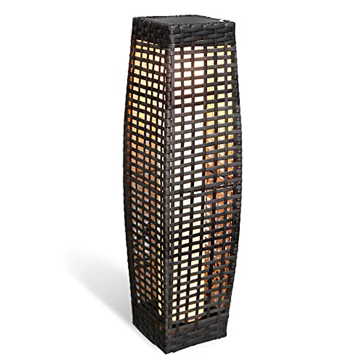 UCAJULICY Solar Floor lamp Outdoor Decoration Resin Wicker/Rattan Lantern Waterproof Automatic Switch,for Patio Deck Pathway Garden (Grey)