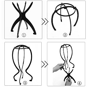 PIESOYRI Tall Wig Stands, High Wig Holders for Long Wigs, 19.7", Portable Collapsible Wig Stands for Storage, Display (2 Count-Pack)